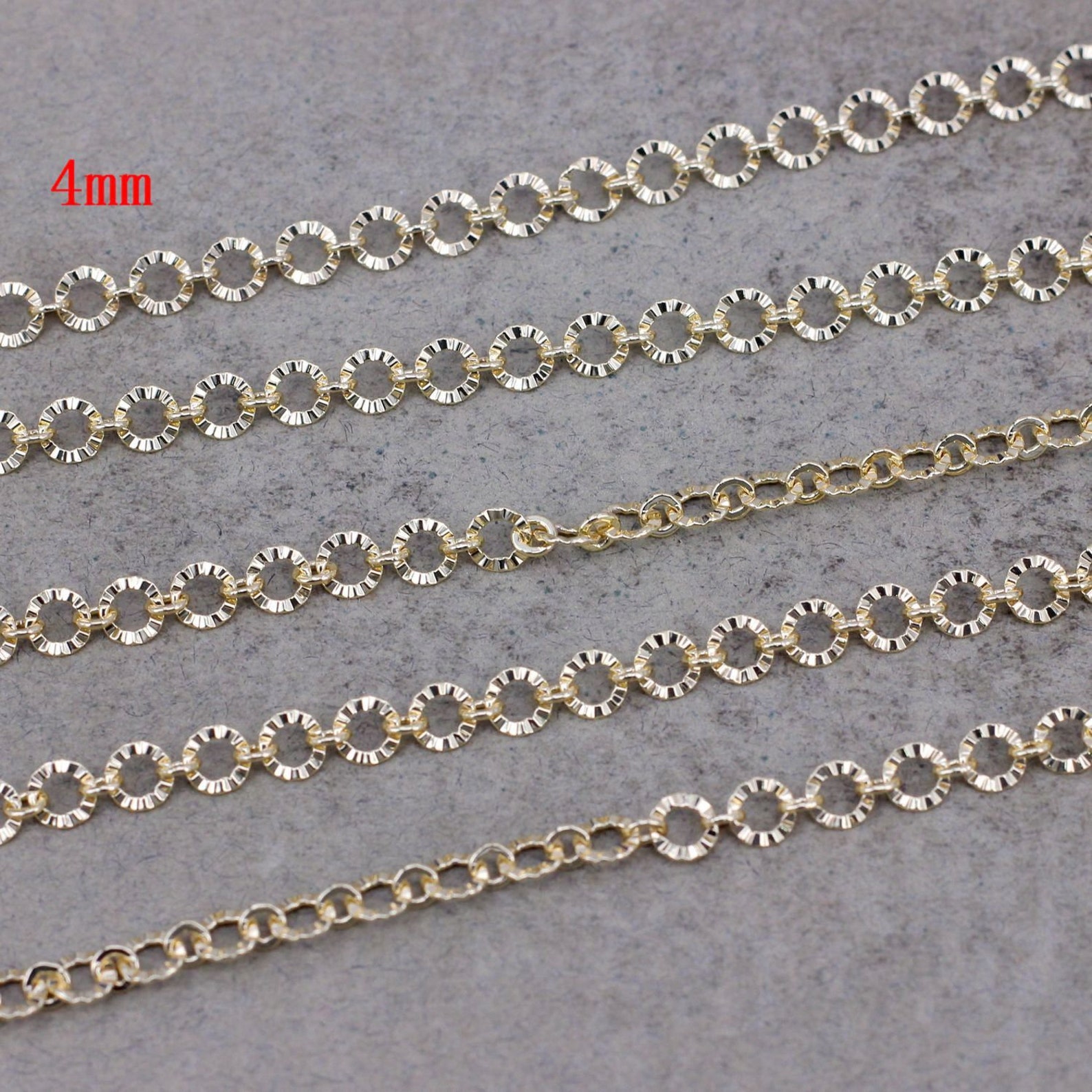 5 Meter Dainty Texture Flat Rolo Chain, Cable Chain, Gold Brass Chain ...