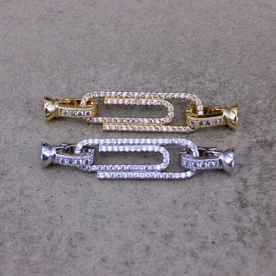 5 Set Pave CZ Clip Clasp Connector,cz Clip Buckle Clasp,pave ...