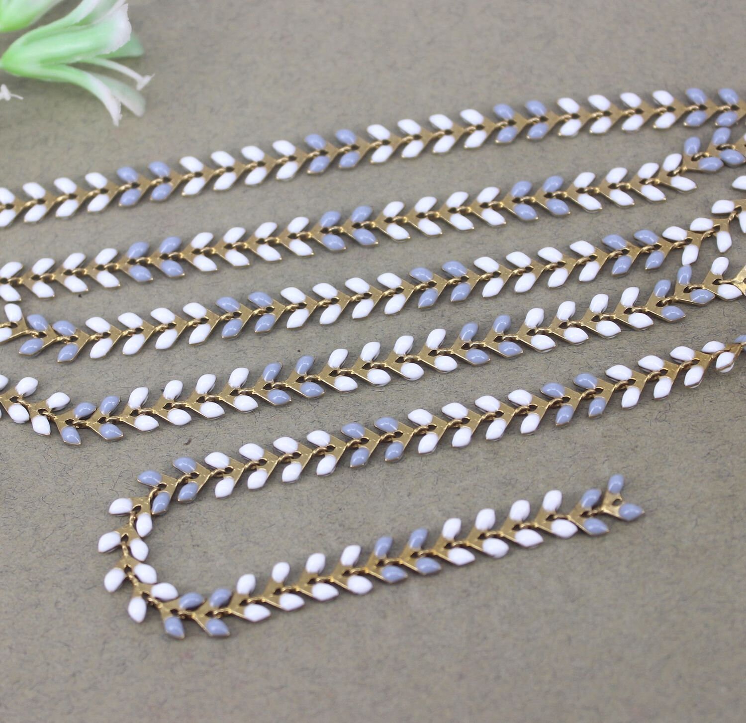 1/3/5 Meter Gold Metal Enamel Feather Chevron Chainenamel | Etsy