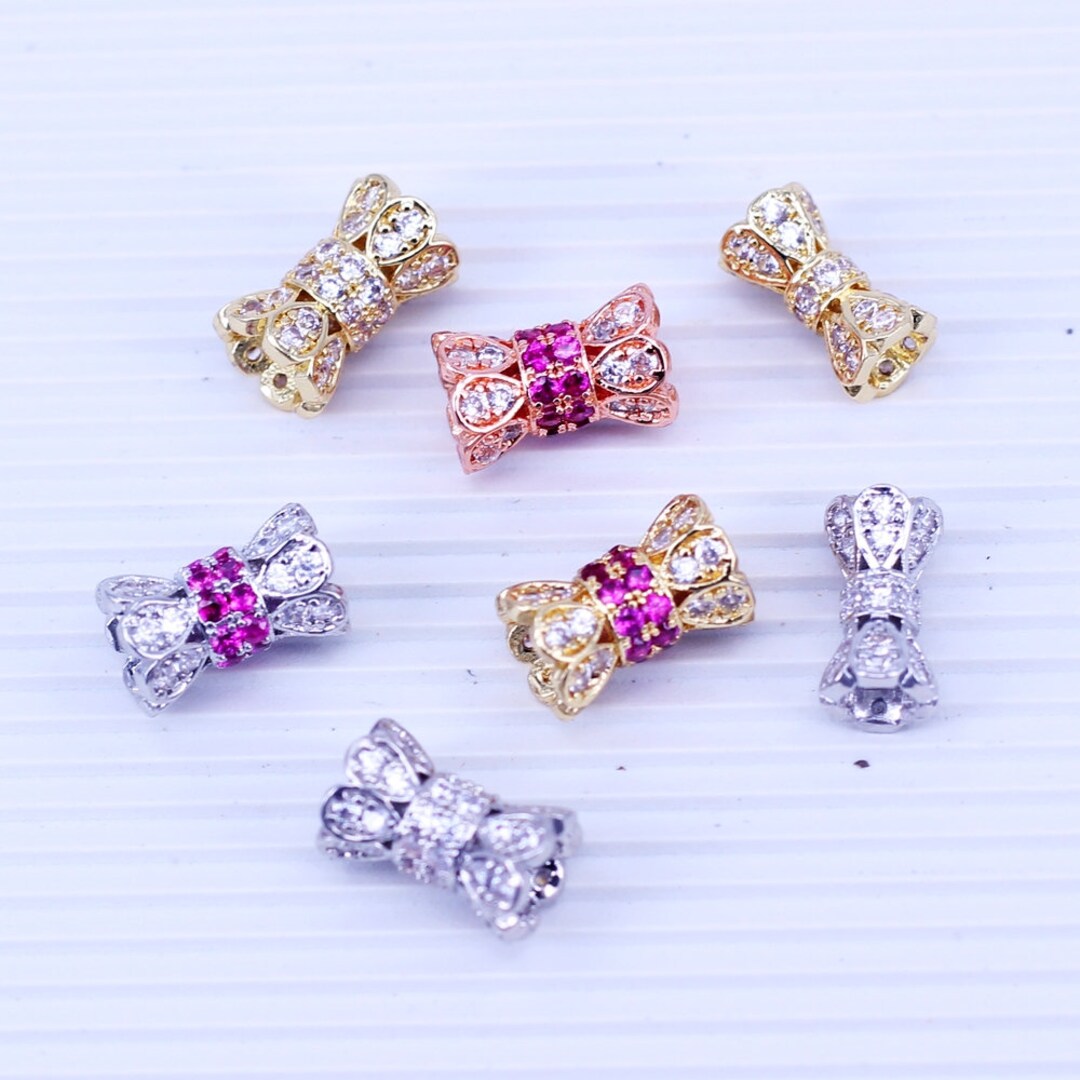 10pcs Micro Pave CZ Barrel Spacer Beads, Tube Beads,cz Hourglass Beads ...