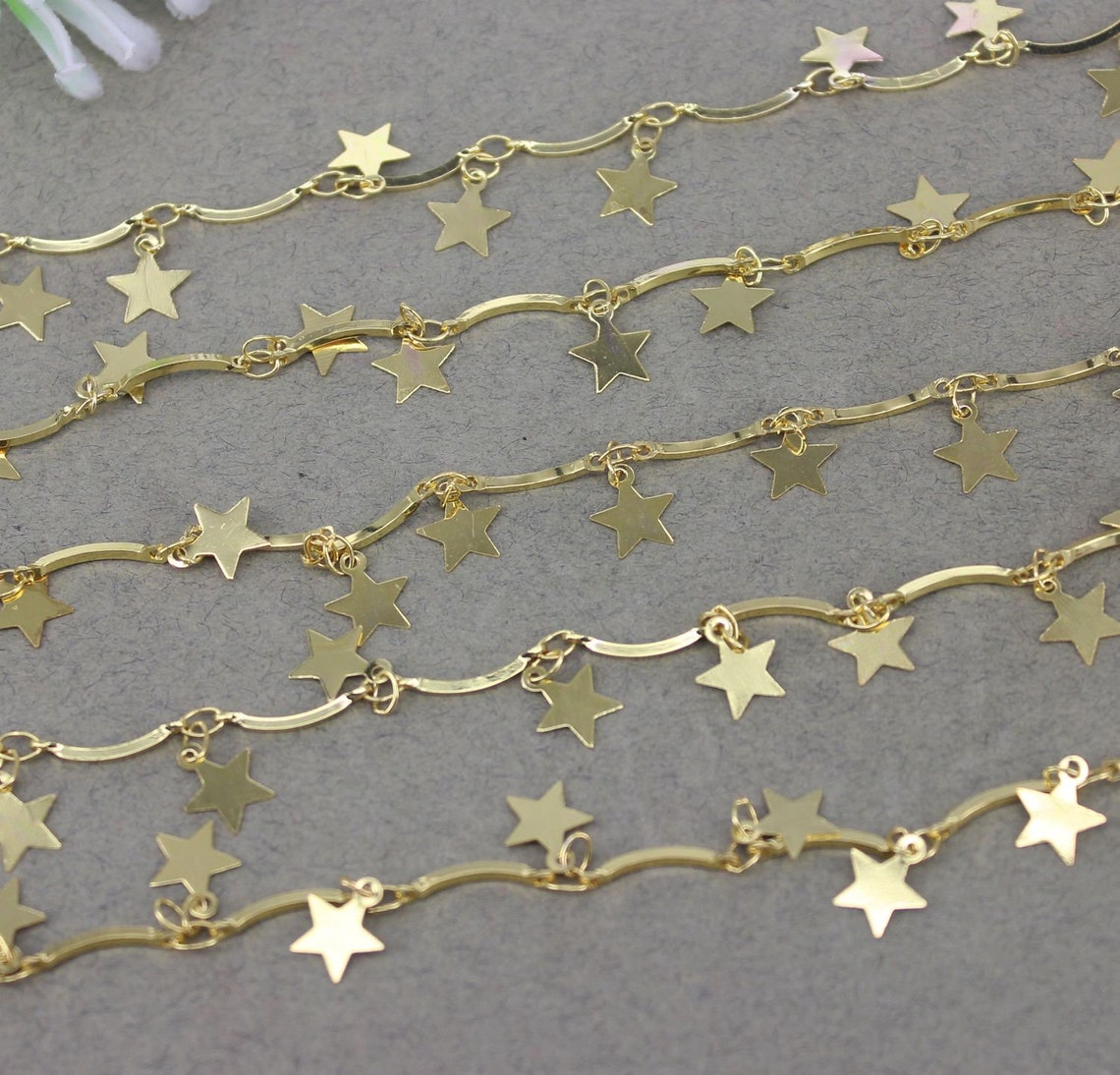1/3/5 Meter Star Metal Chain Linkstar With Curved Bar Chain | Etsy