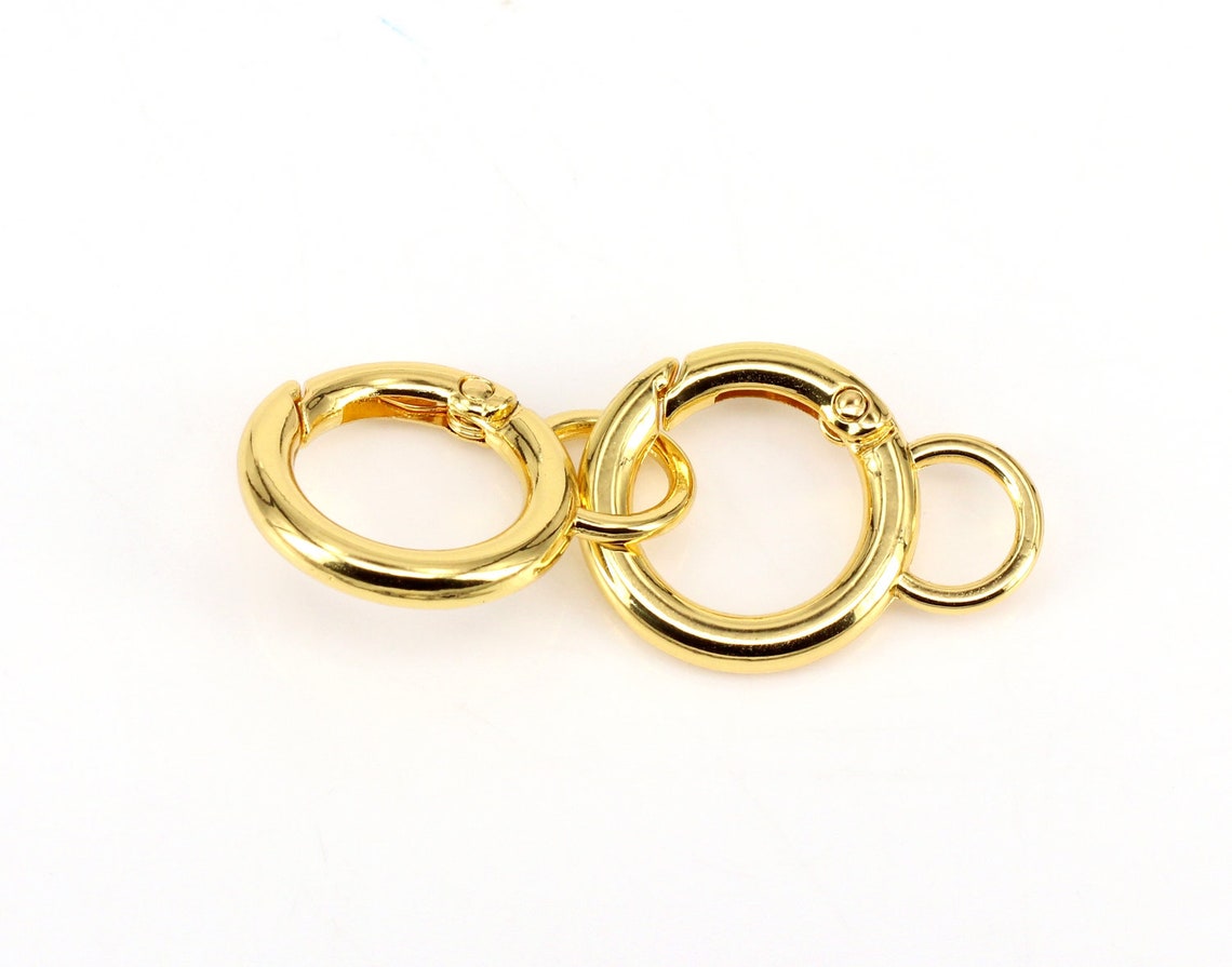20pcs Gold & Silver Brass Spring Clasps, Open Round Spring Clasp, Round ...