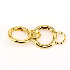 20pcs Gold & Silver Brass Spring Clasps, Open Round Spring Clasp, Round ...