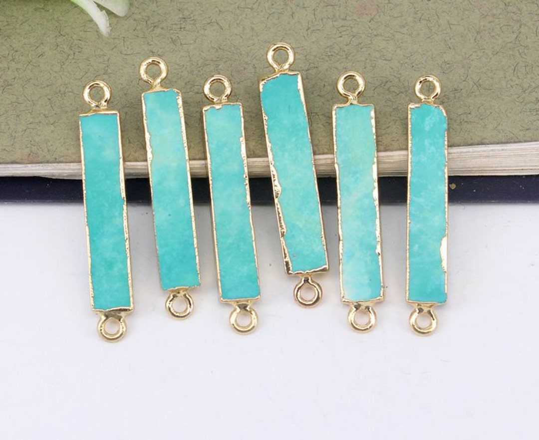 5pcs Thin Turquoise Bar Connectors, Rectangle Connectors, Natural ...