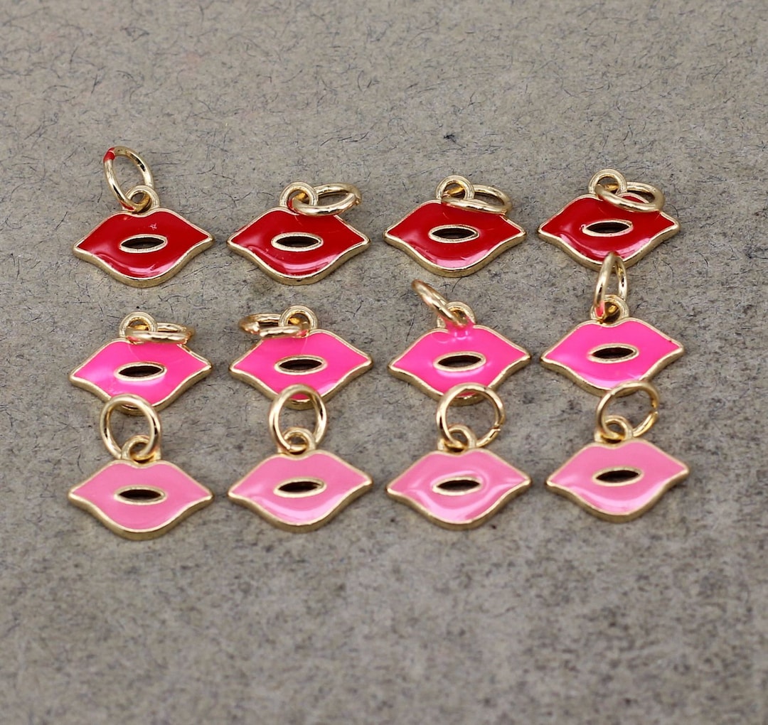 10-50-100pcs Enamel Lips Charms,necklace Charms for Jewelry Making - Etsy