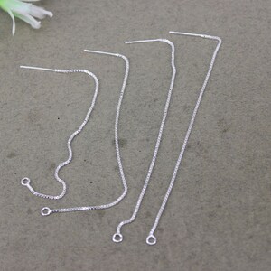 10pairs Metal Copper Box Chain Threader Earrings Findings,earwires Ear ...