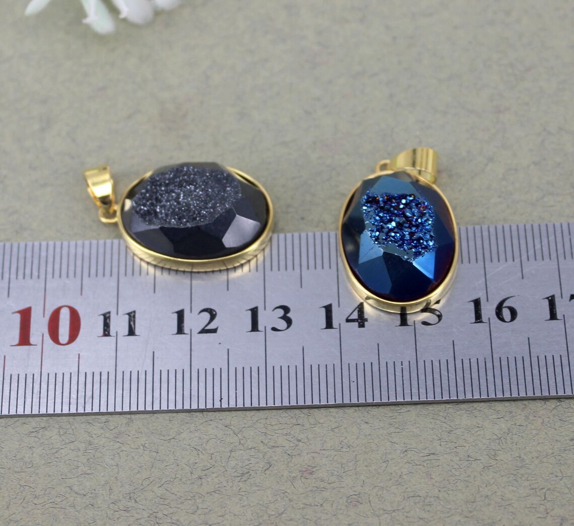 5pcs Titanium Agate Quartz Oval Pendant Beadscharm Gemstone | Etsy