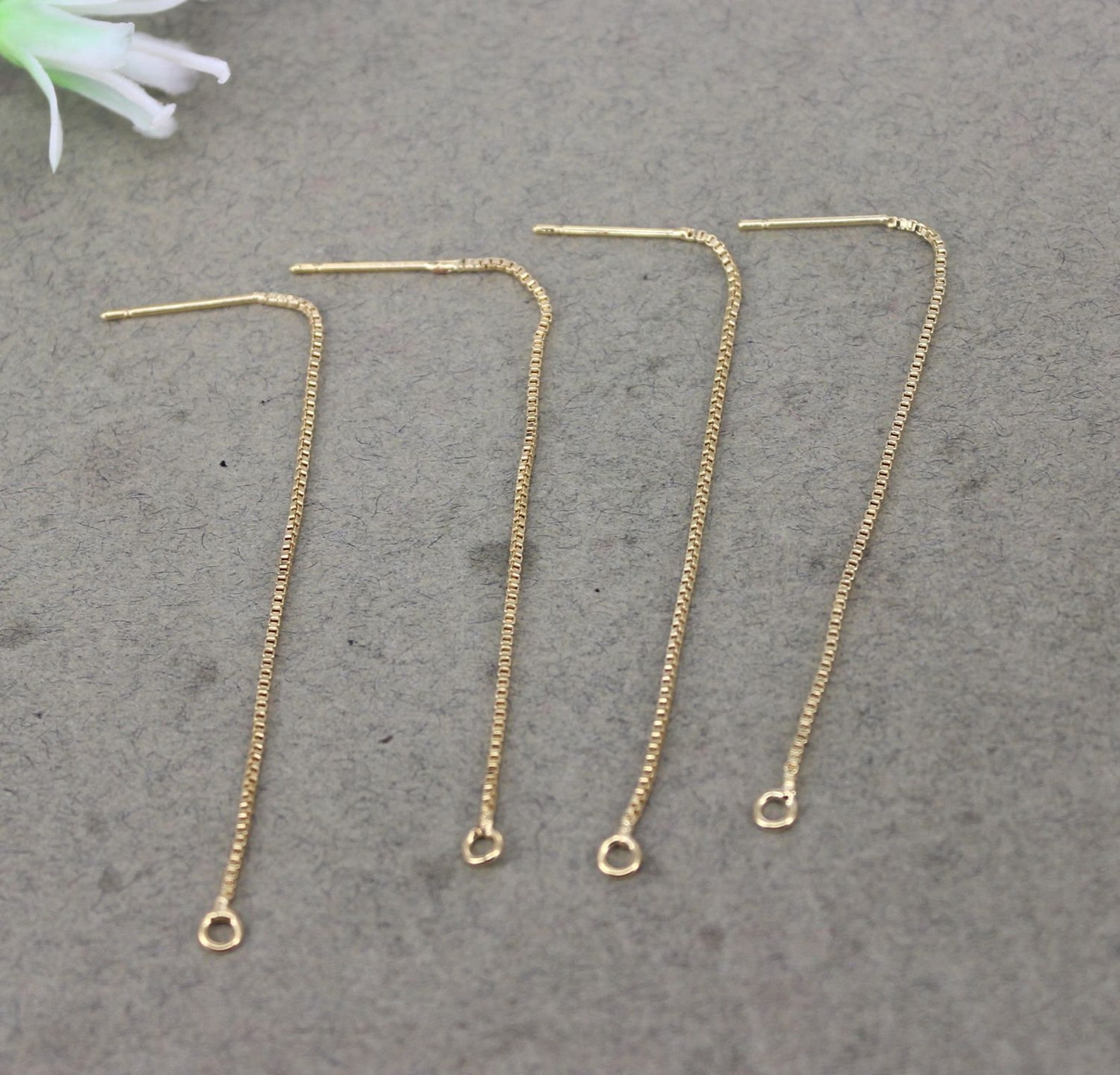 10pairs Metal Copper Box Chain Threader Earrings Findings,earwires Ear ...