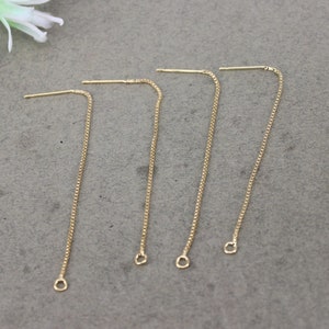 10pairs Metal Copper Box Chain Threader Earrings Findings,earwires Ear ...