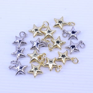 30pcs Dainty Mini 3D Star Charm, Brass Star Charm, Celestial Star Add ...