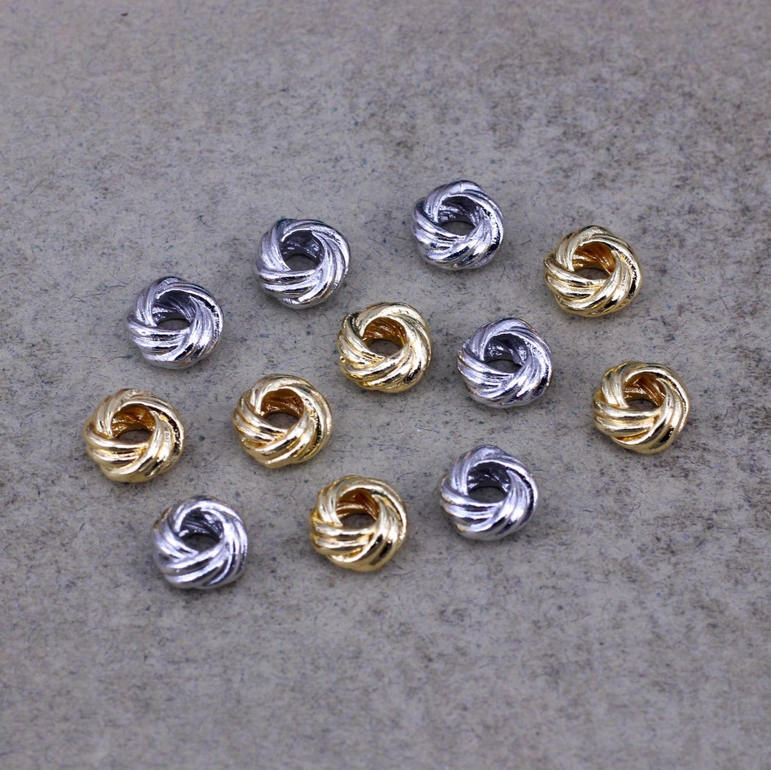 50pcs 18K Gold Plated Spiral Bead,knot Bead,twist Spacer Beads for ...