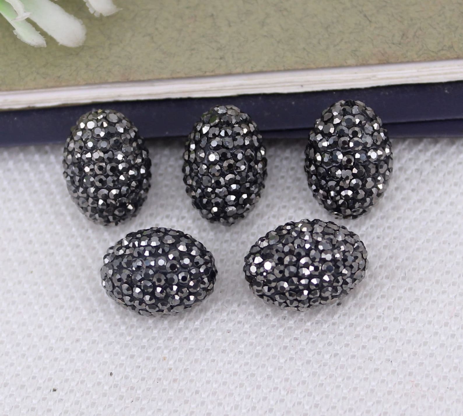 20pcs Oval Shape Beads Paved Black Crystal Rhinestonesoval - Etsy