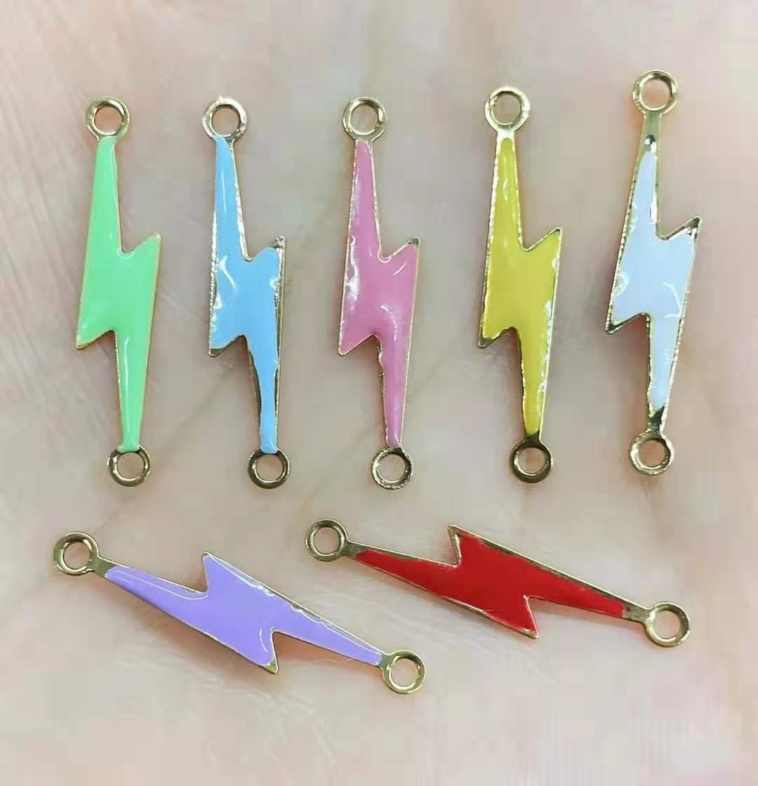 10pcs Fashion Colorful Enamel Lightning Connector Beads for Jewelry ...