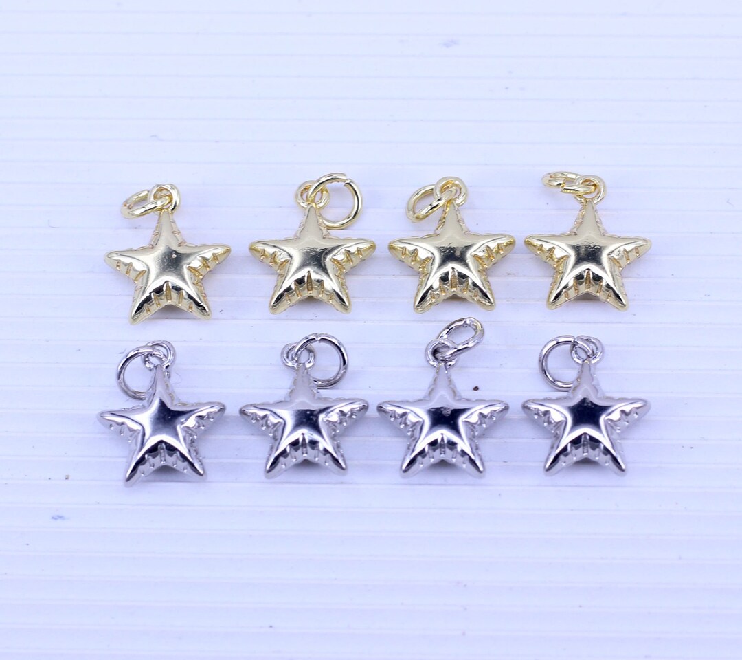 30pcs Dainty Mini 3D Star Charm, Brass Star Charm, Celestial Star Add ...