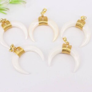5-10pcs Fashion Natural White Shell Crescent Pendant With Electroplated ...