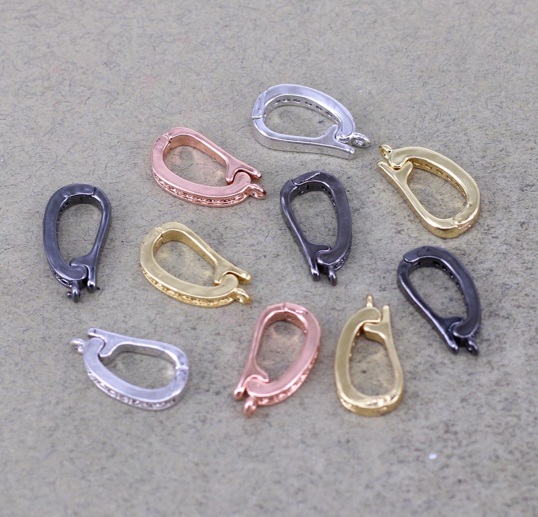 10pcs CZ Clasps,micro Pave CZ Removable Bail,pendant Enhancer Clasp ...