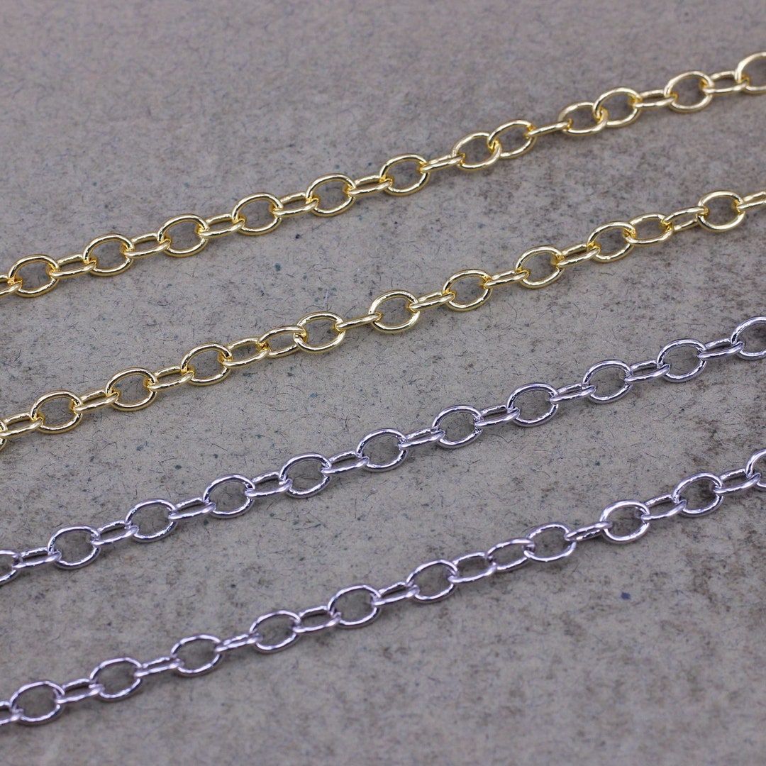 5 Meters Gold Silver Paper Clip Chain, Oval Link Chain, Bulk Link Chain ...