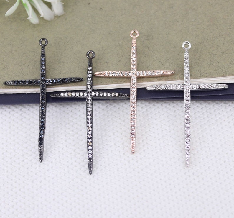 10pcs Metal Copper Micro Pave CZ Cross Pendant Beadscubic - Etsy