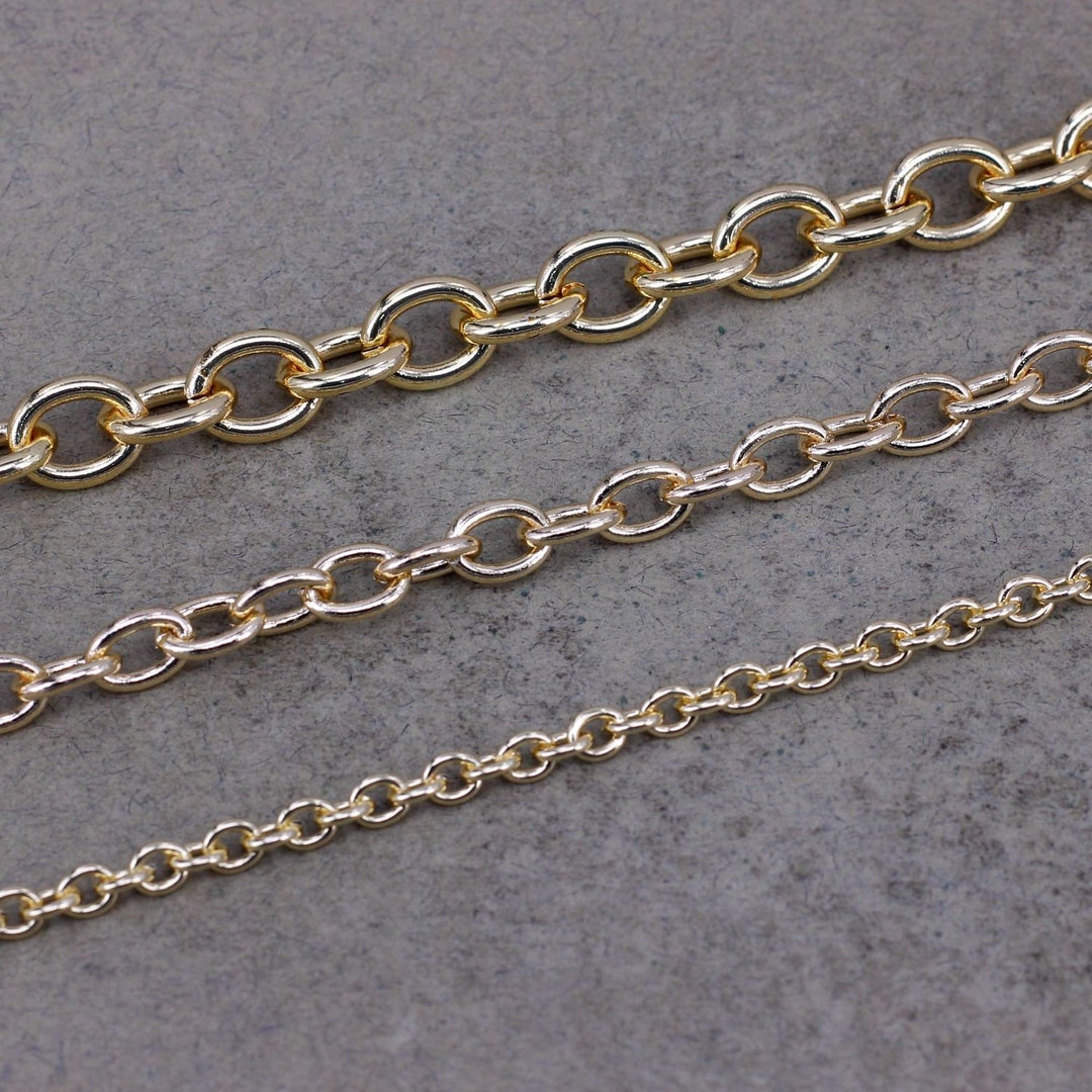 5 Meter Dainty Gold Oval Cable Chain, Oval Link Chain, Gold Brass Chain ...