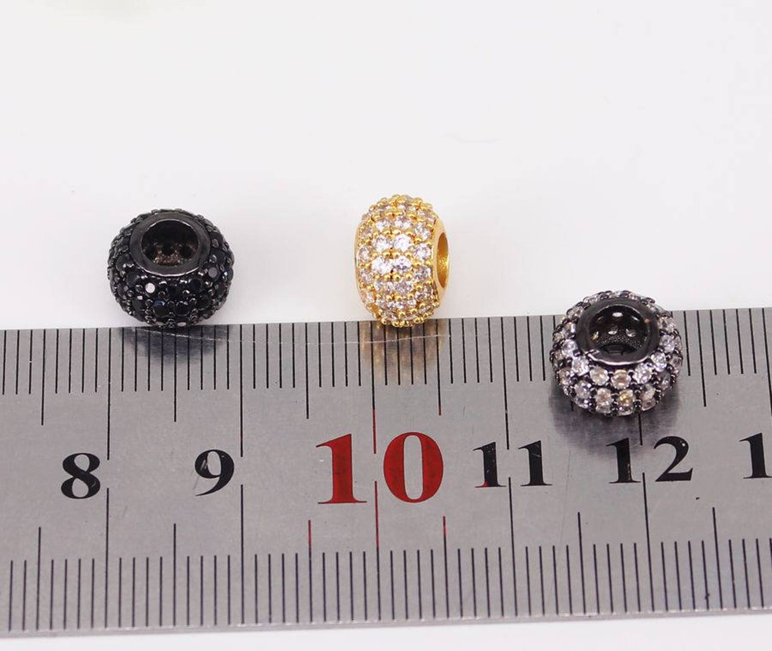 20pcs 6/8/10mm Big Hole Round Shape Metal Copper Micro Pave CZ - Etsy