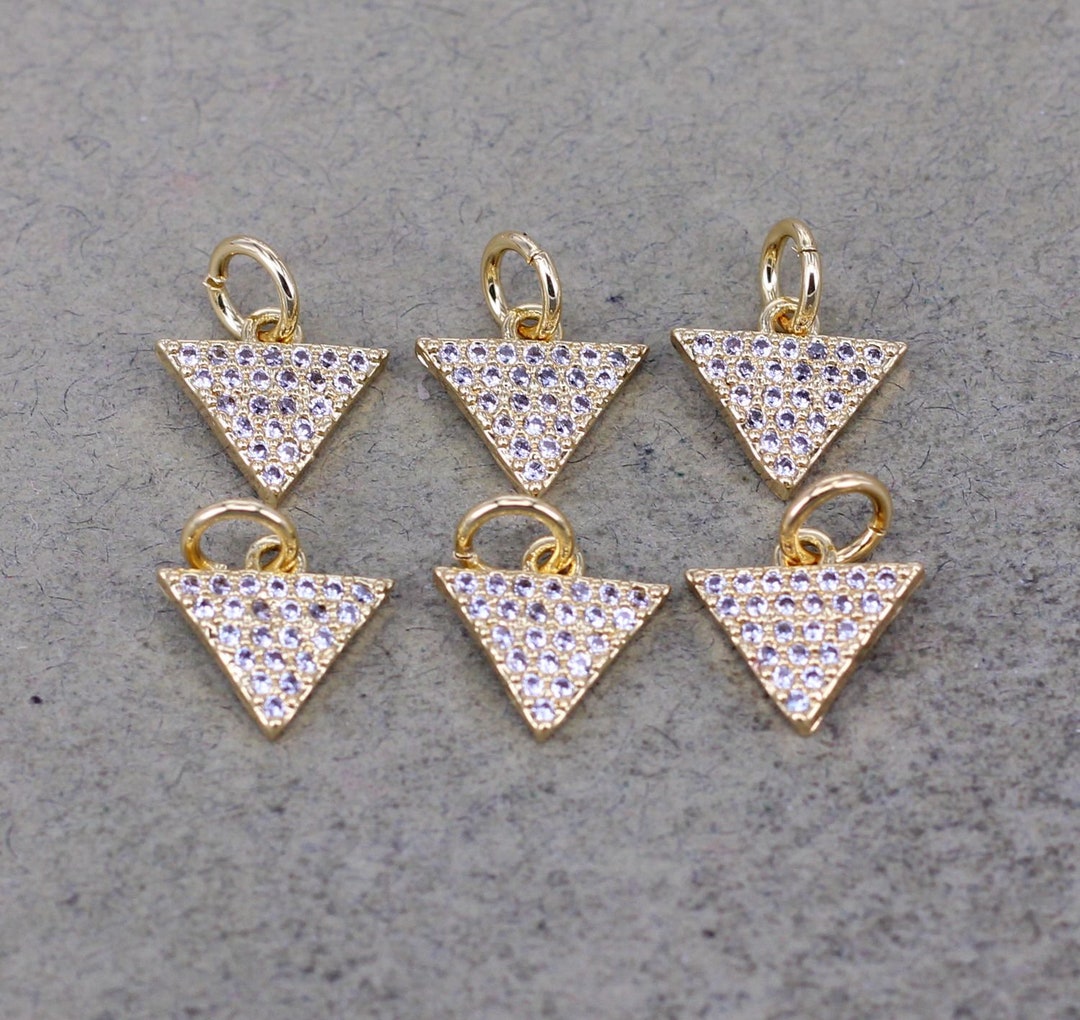 10pcs Small Size Gold Metal CZ Triangle Charms for Jewelry Making 8 ...