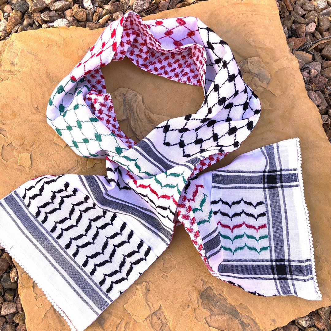 Palestine Flag Colors Keffiyeh Scarf Middle Eastern Keffiyeh Scarf ...