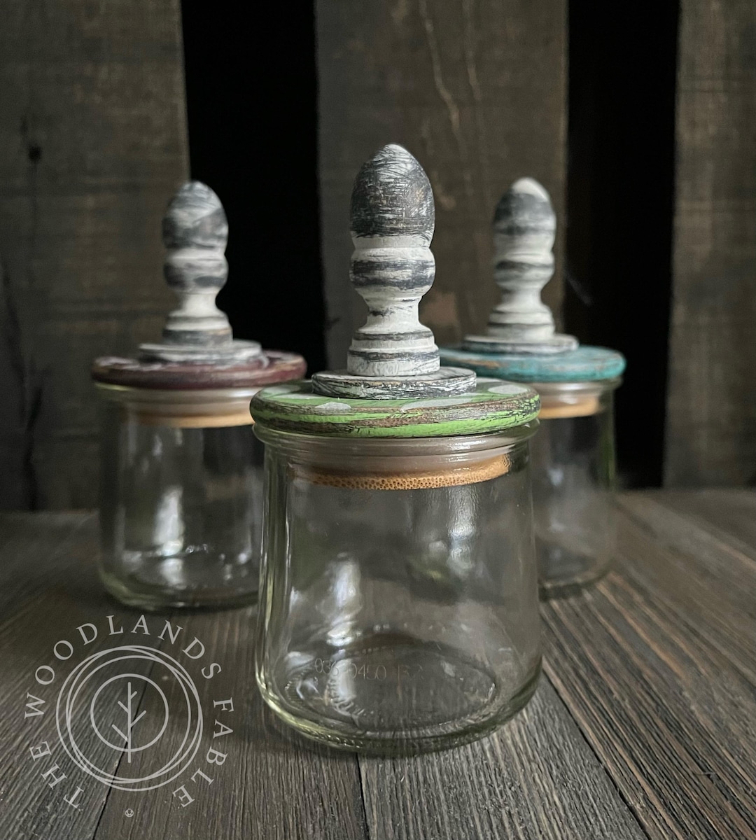 Rustic Finial Upcycled Yoplait OUI Stash Jars Set of Three - Etsy