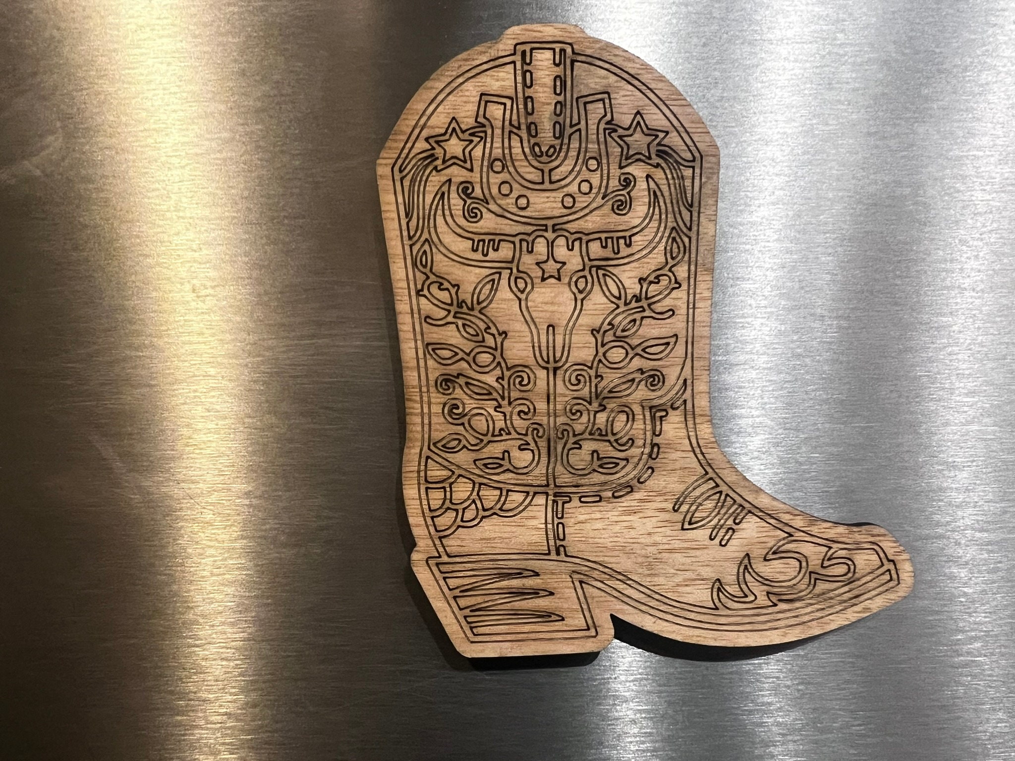 Cowboy Boot Laser Etched and Cut Western Large Decorative Wood Fridge ...