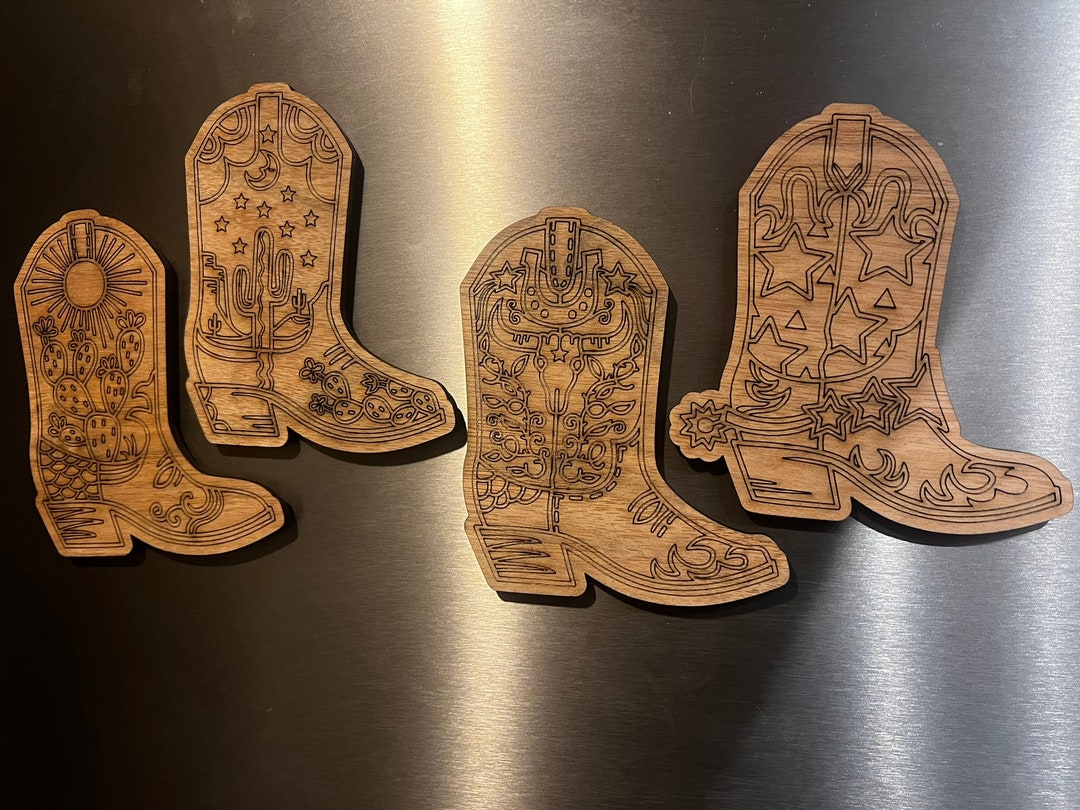 Cowboy Boot Laser Etched and Cut Western Large Decorative Wood Fridge ...