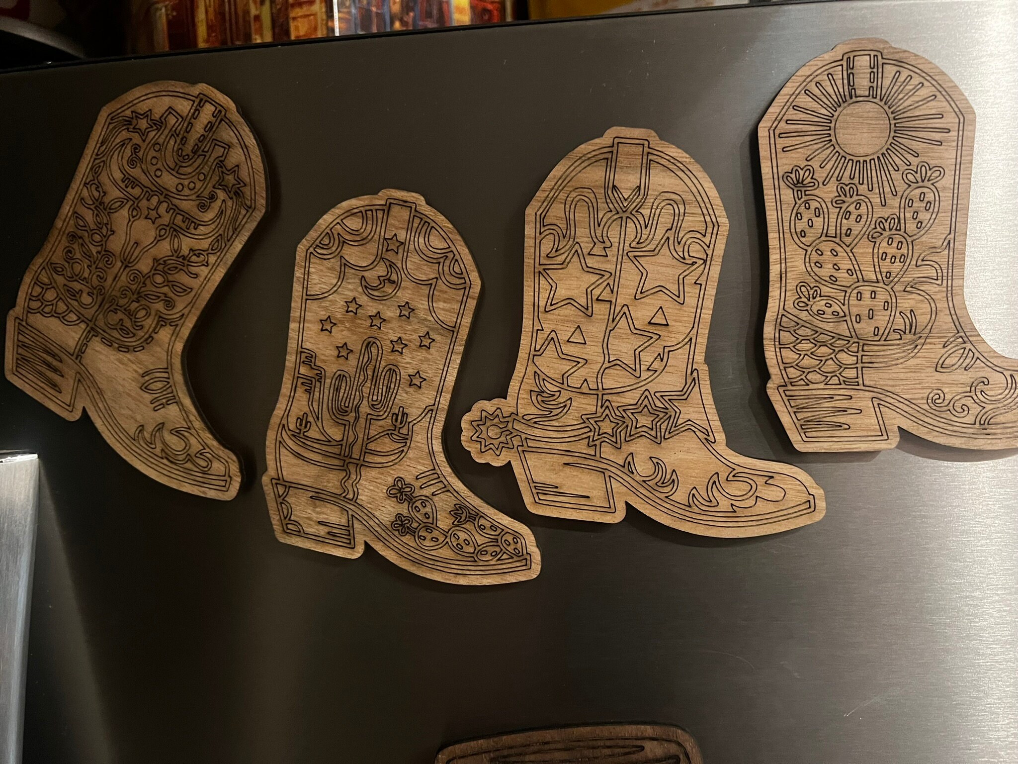 Cowboy Boot Laser Etched and Cut Western Large Decorative Wood Fridge ...