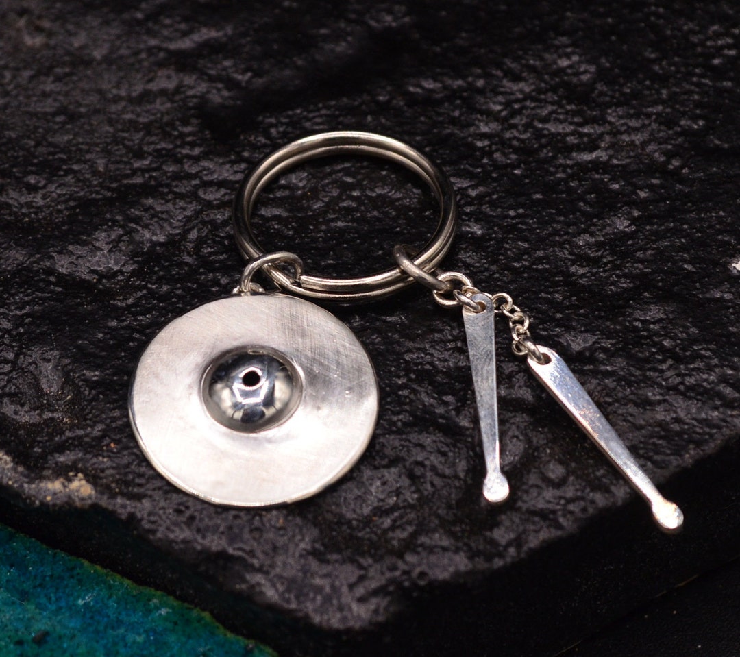 Drum Plate Keychain, Drum Keyring, Drum Keychains, 925 Silver Keychain ...