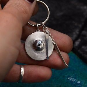 Drum Plate Keychain, Drum Keyring, Drum Keychains, 925 Silver Keychain ...