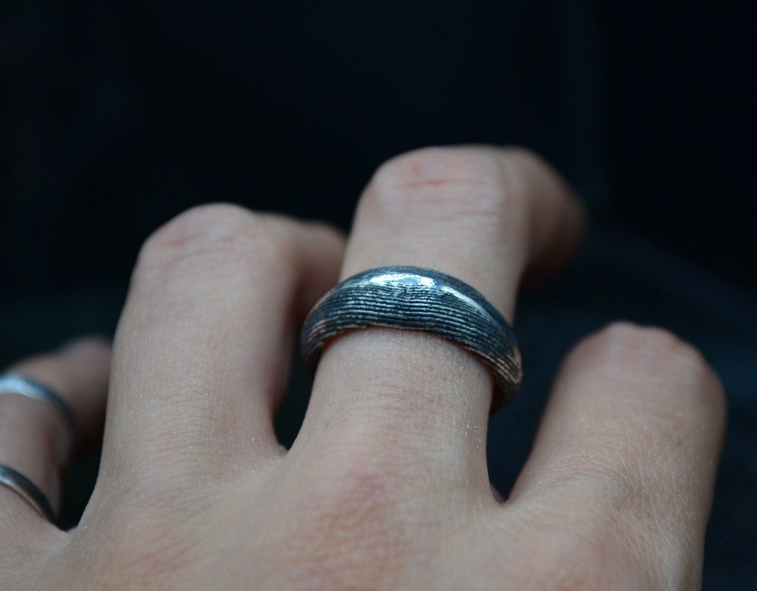 Unisex Ring, 925 Silver, Cuttlefish Bone Ring, Dome Ring, Lava Flow ...