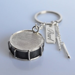 Snare Keyring, Snare Keychain, Drum Keyring, Drum Keychains, 925 Silver ...