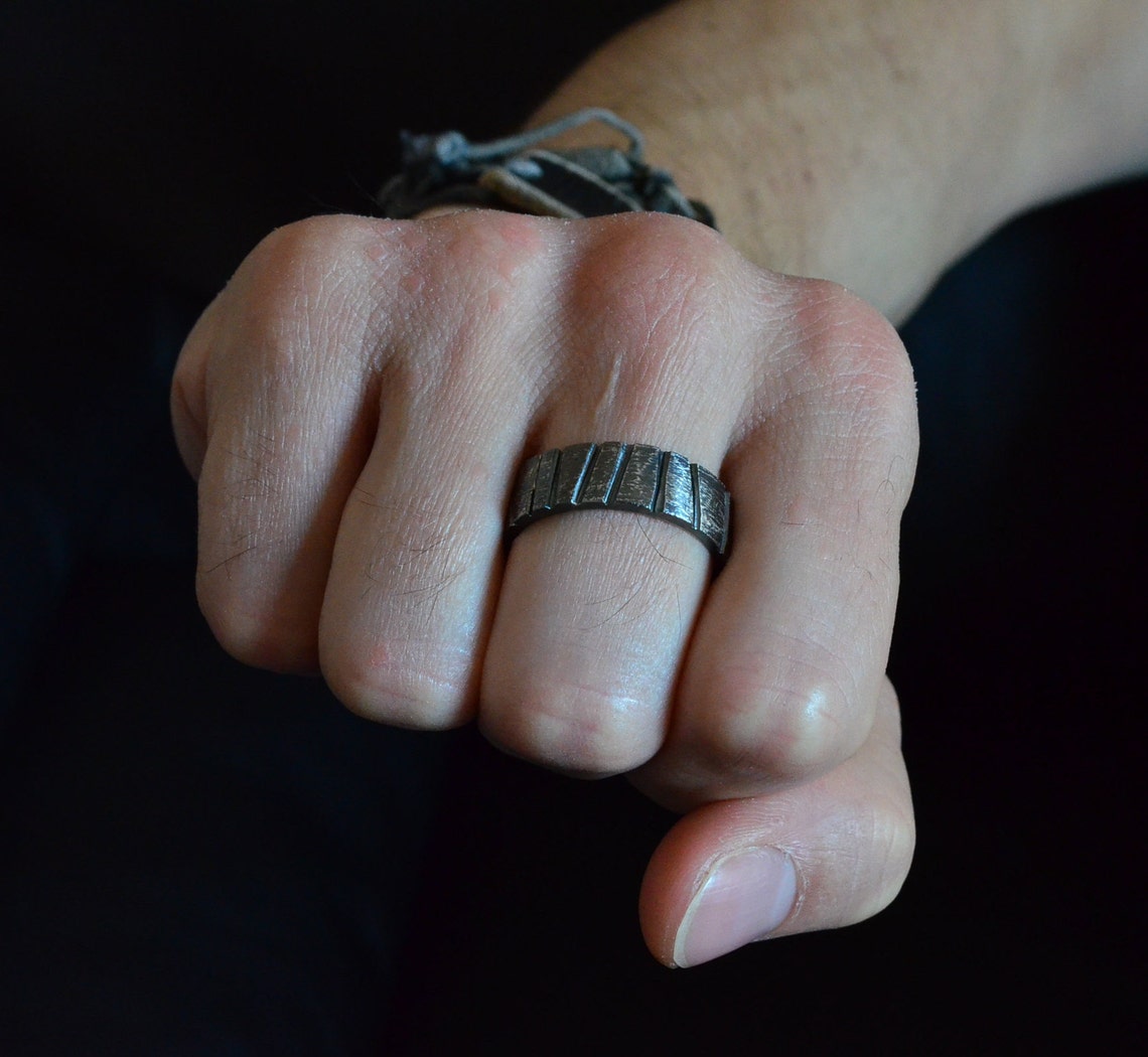 925 Silver Band Man Ring Oxidized Silver Unisex Wedding - Etsy