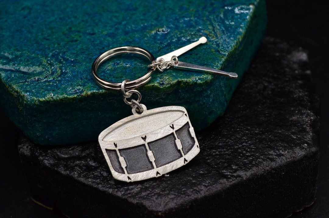 Snare Keyring, Snare Keychain, Drum Keyring, Drum Keychains, 925 Silver ...