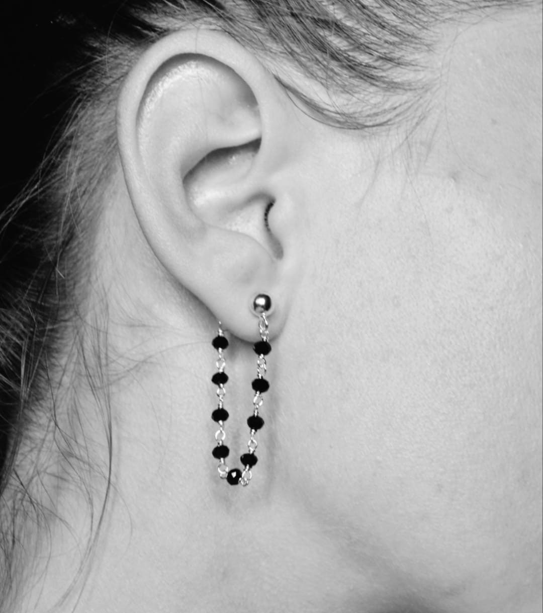 Mini Stone Earring, Hanging Chain Earring, Stone Earring, Back Chain ...