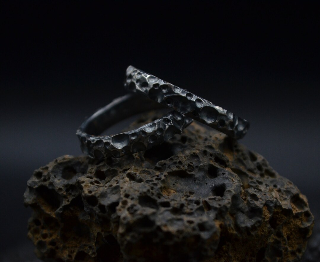 Unisex Ring, 925 Silver, Crater Ring, Volcano Ring, Rustic Ring ...