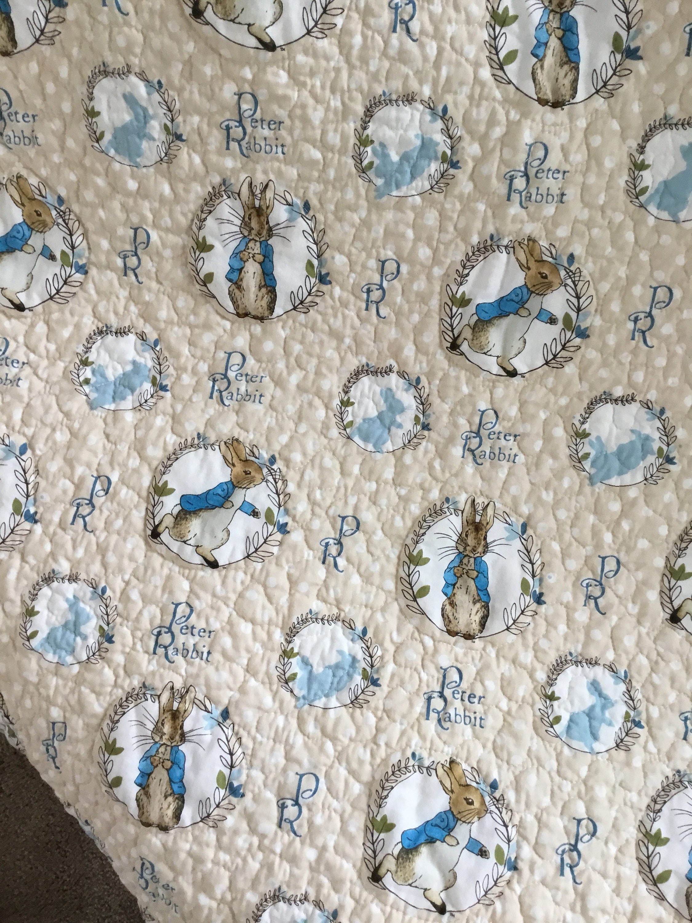 Peter Rabbit, Handmade Toddler Blanket Quilt, Playmat, Beatrix Potter ...