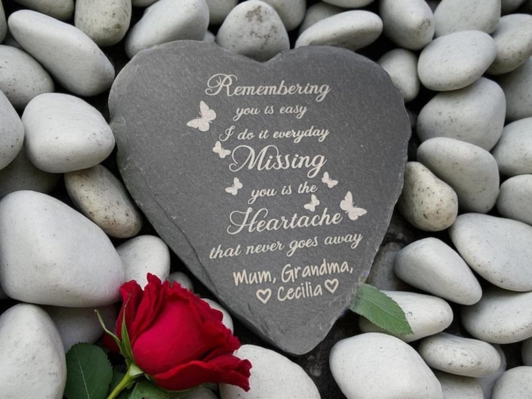 Personalised Slate Stone Memorial Heart, for Mum, Grandma, Engraved ...