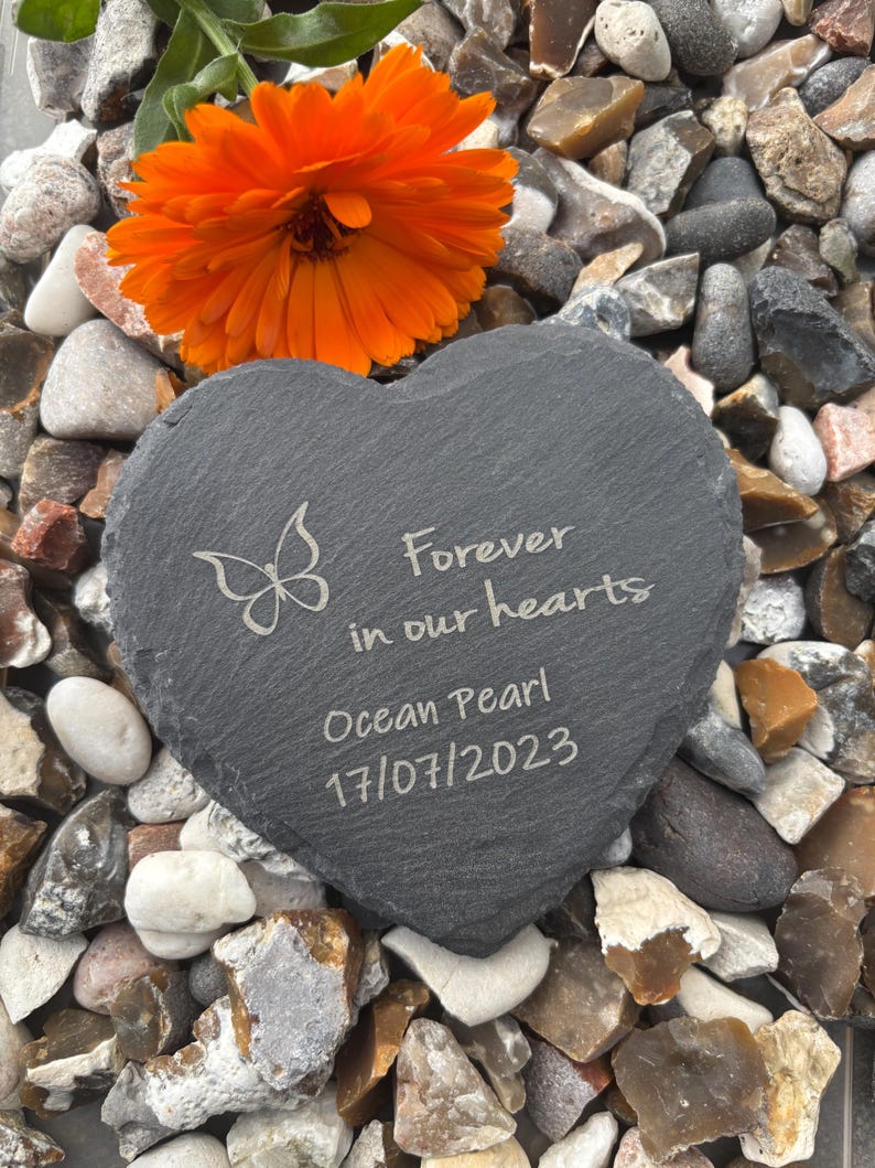 Baby Born Sleeping Grave Memorial Ornament, Personalised Engraved Slate ...