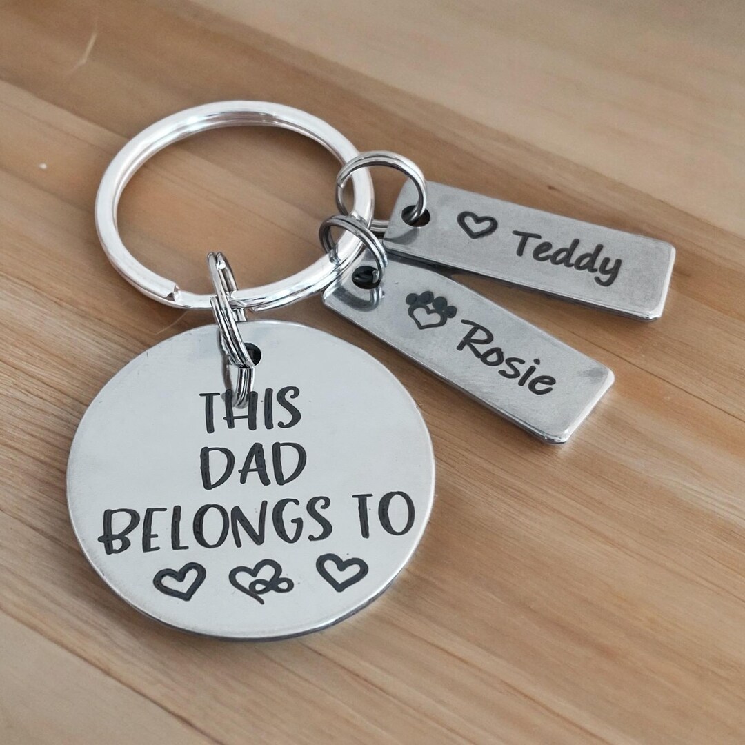 This Dad Step Dad Daddy Belongs to Daddy Keyring, Family Children Name ...