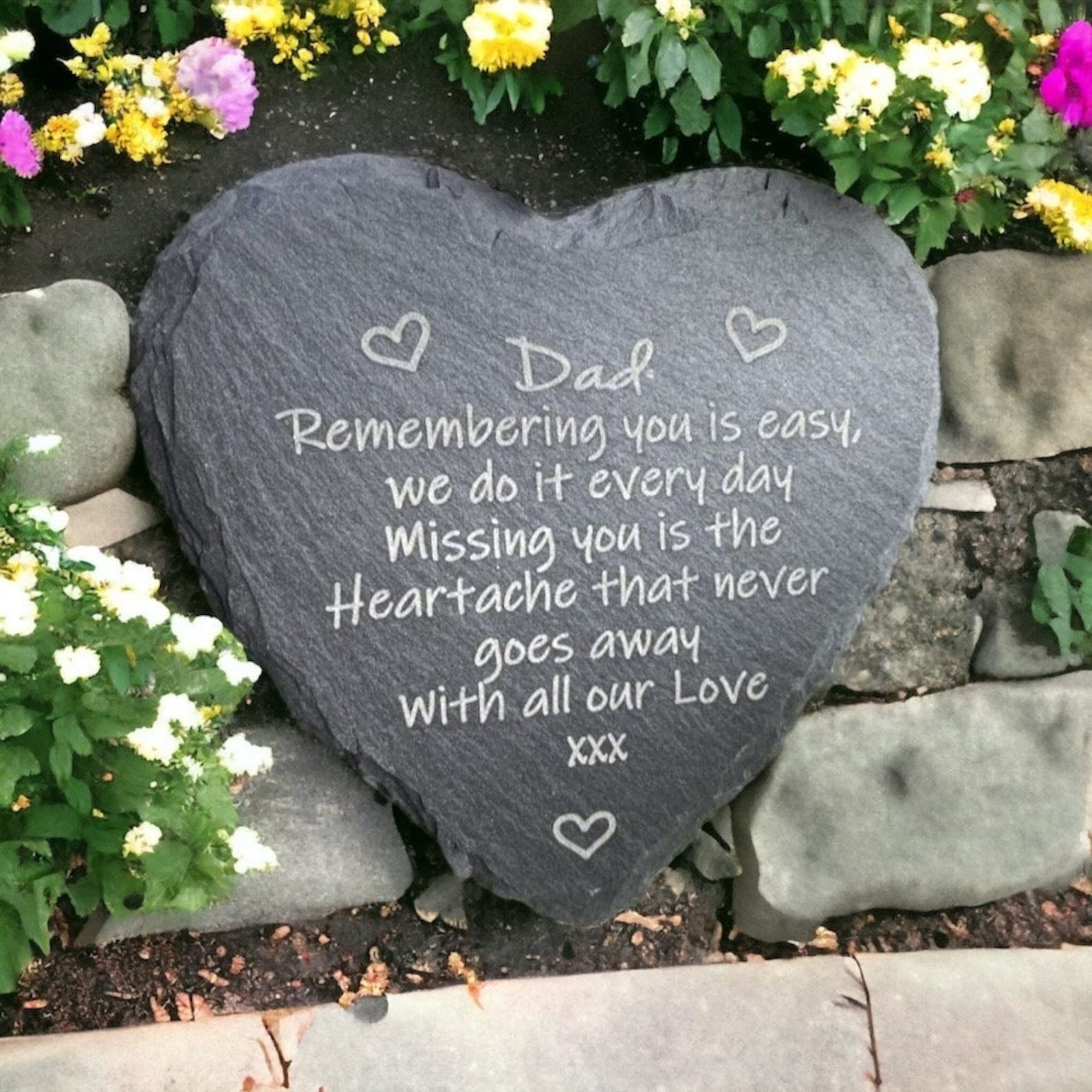 Grandad Grave Decoration, Engraved Slate Heart Plaque Makes a Perfect ...