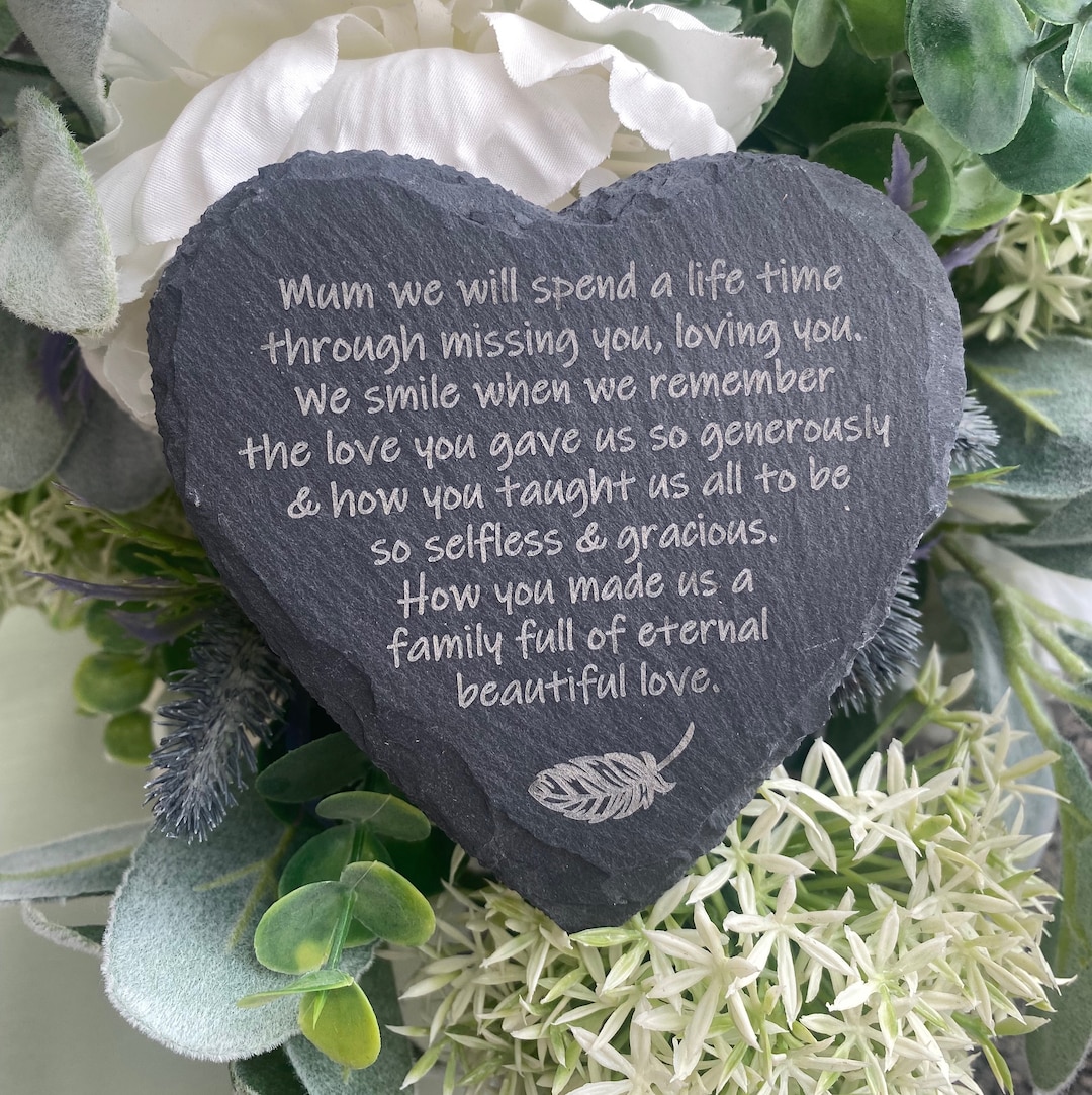 In Loving Memory of Mum Mother Memorial Slate Stone Grave Decoration ...