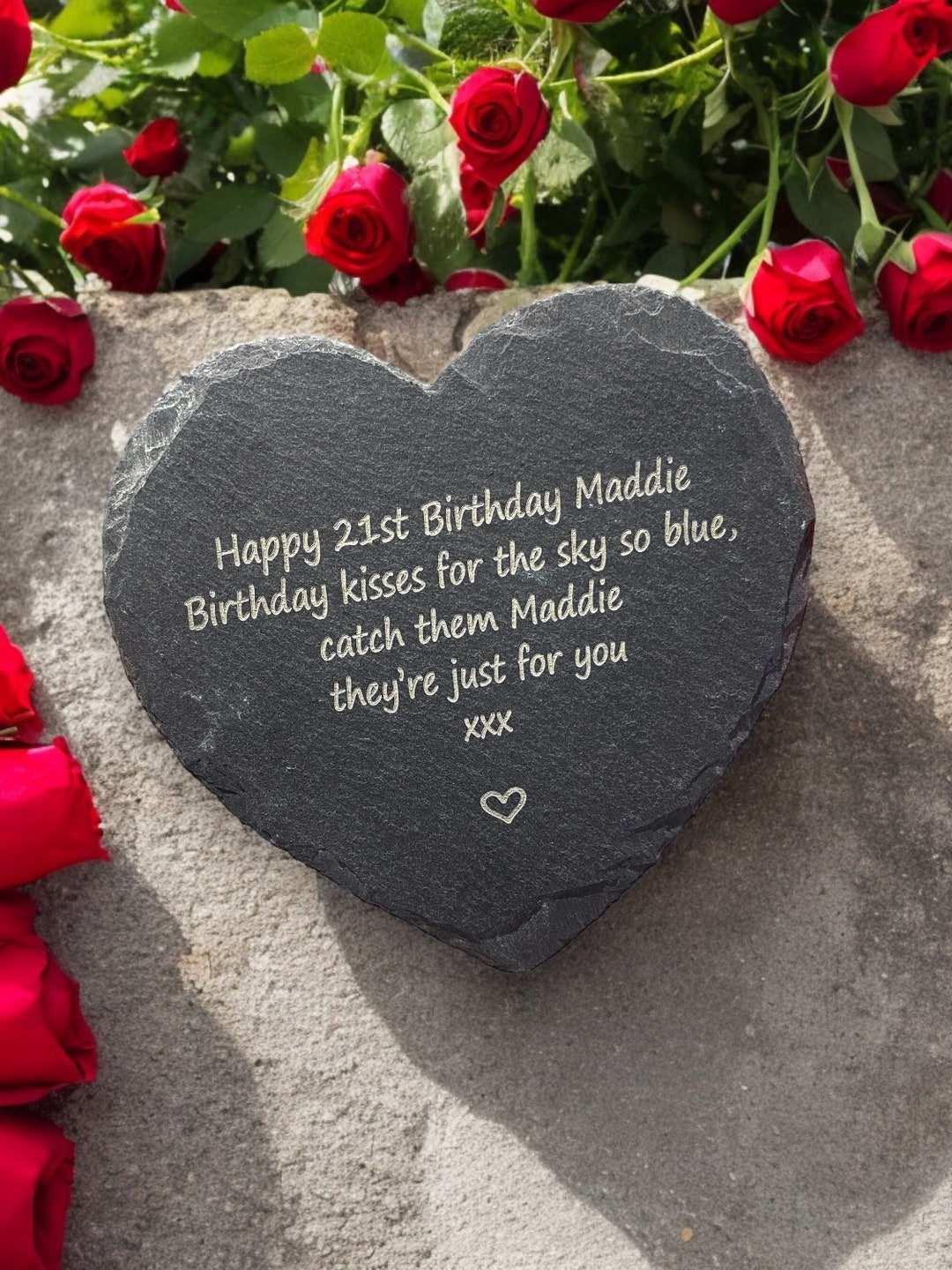 Heavenly Birthday Grave Plaque 21st Memorial Ornament in Loving Memory ...