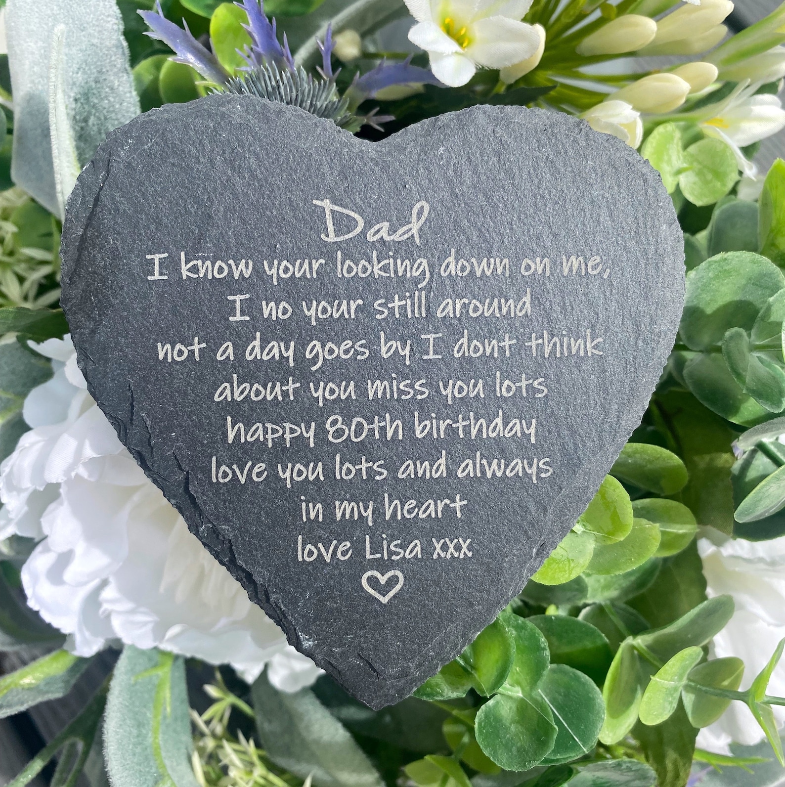 Grandad Grave Decoration, Engraved Slate Heart Plaque Makes a Perfect ...