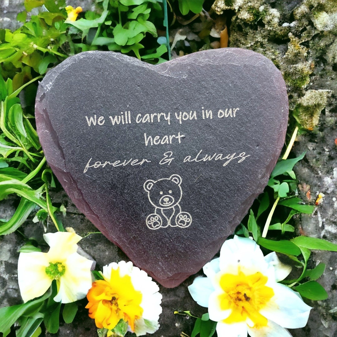 Personalised Miscarriage Memorial Plaque, Hanging Heart Memory Garden ...