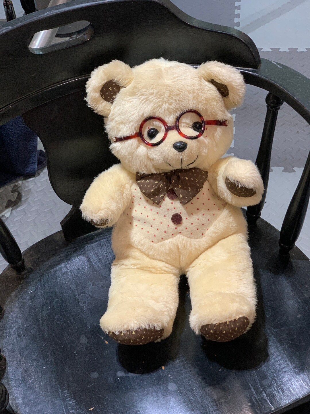 RARE Teddy Bear Soft Beige Plush GIFT Celebrate Eyewear Classy Vest Bow ...