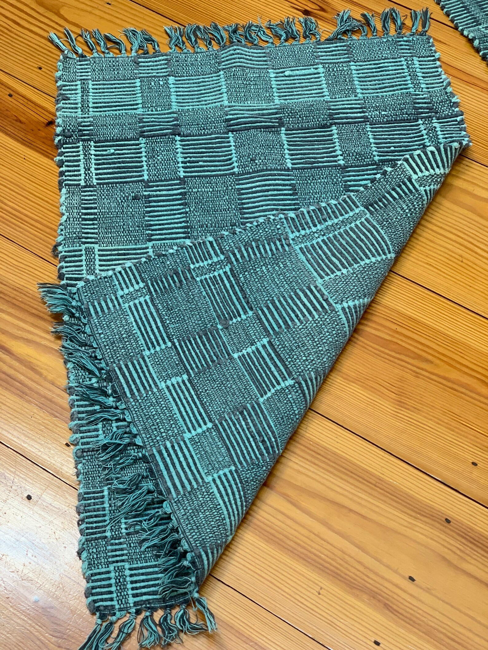 VINTAGE RAG RUG Green Charcoal Gray Grey 30 X 45 Includes | Etsy