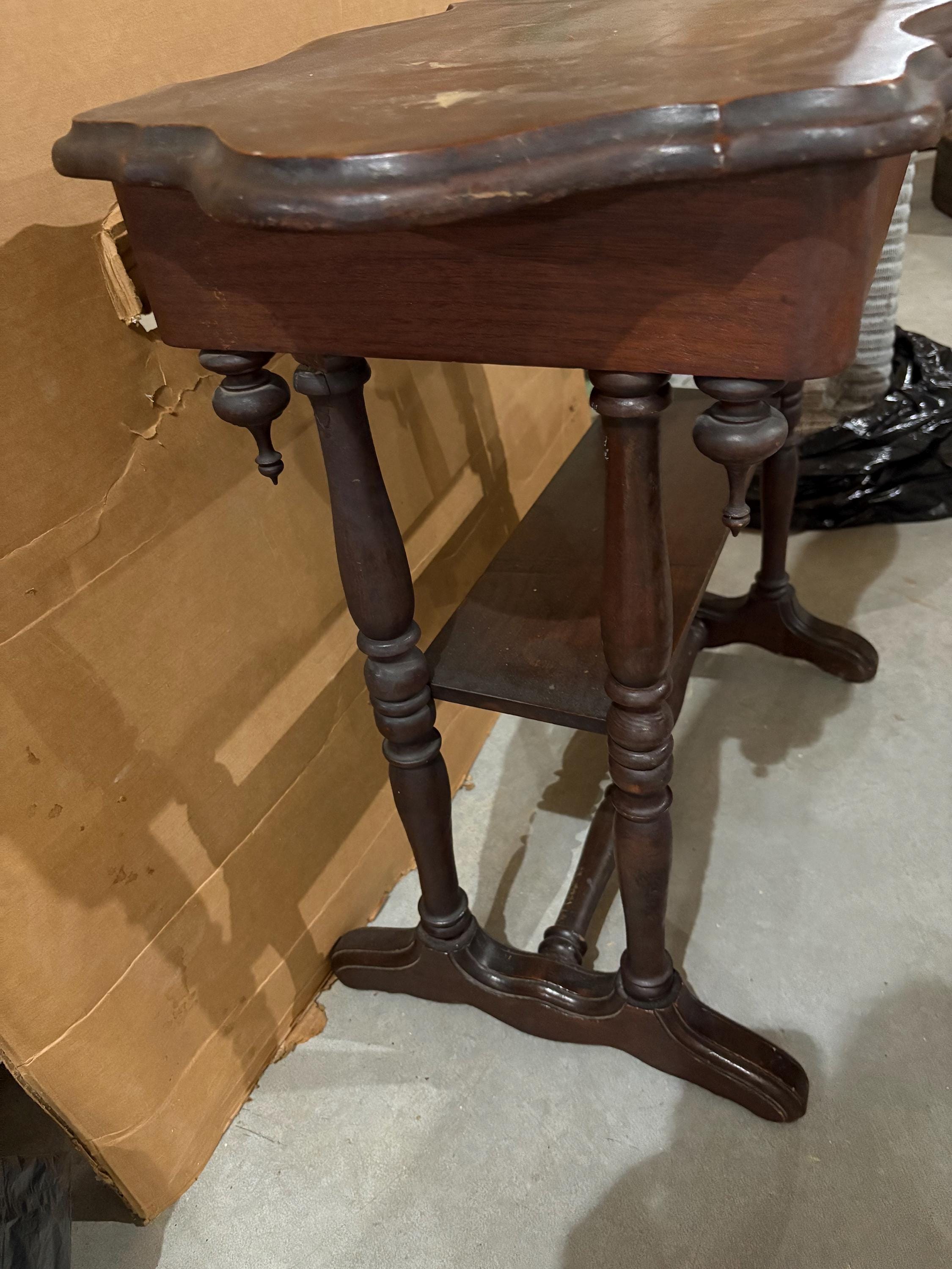 Antique Parlor Table W/single Drawer and Shelf Eastlake Style Scalloped ...
